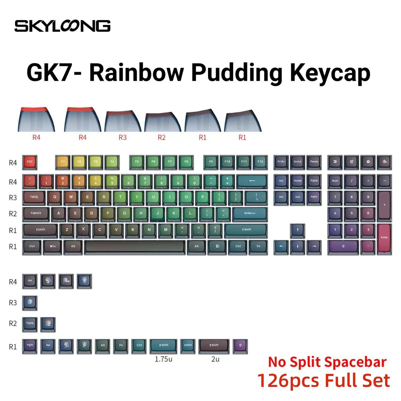 SKYLOONG GK7 PBT Rainbow Pudding Keycap