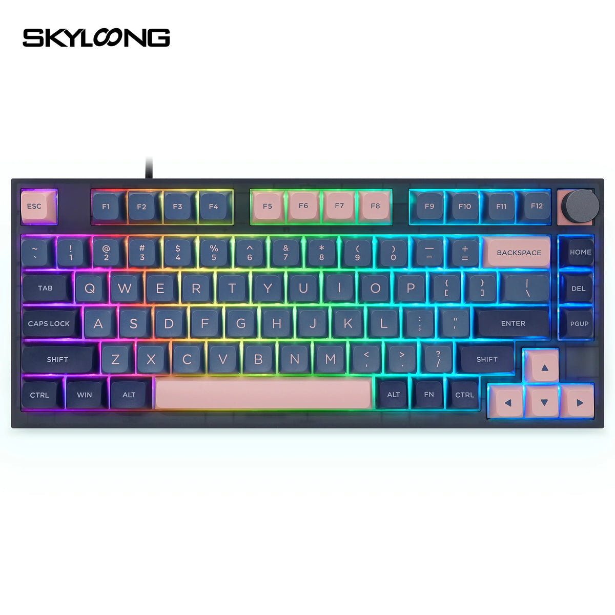 SKYLOONG GK75 Knob Keyboard - BluePink (Mechanical & Hot-Swappable Kno