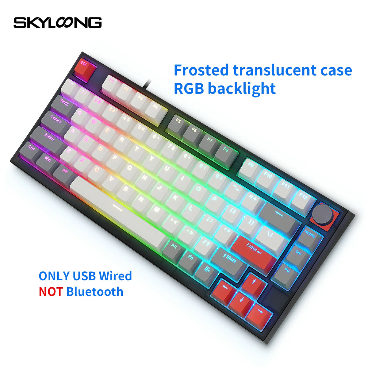 SKYLOONG GK75 Double Shot - GreyWhite (Mechanical & Hot-Swappable Knob