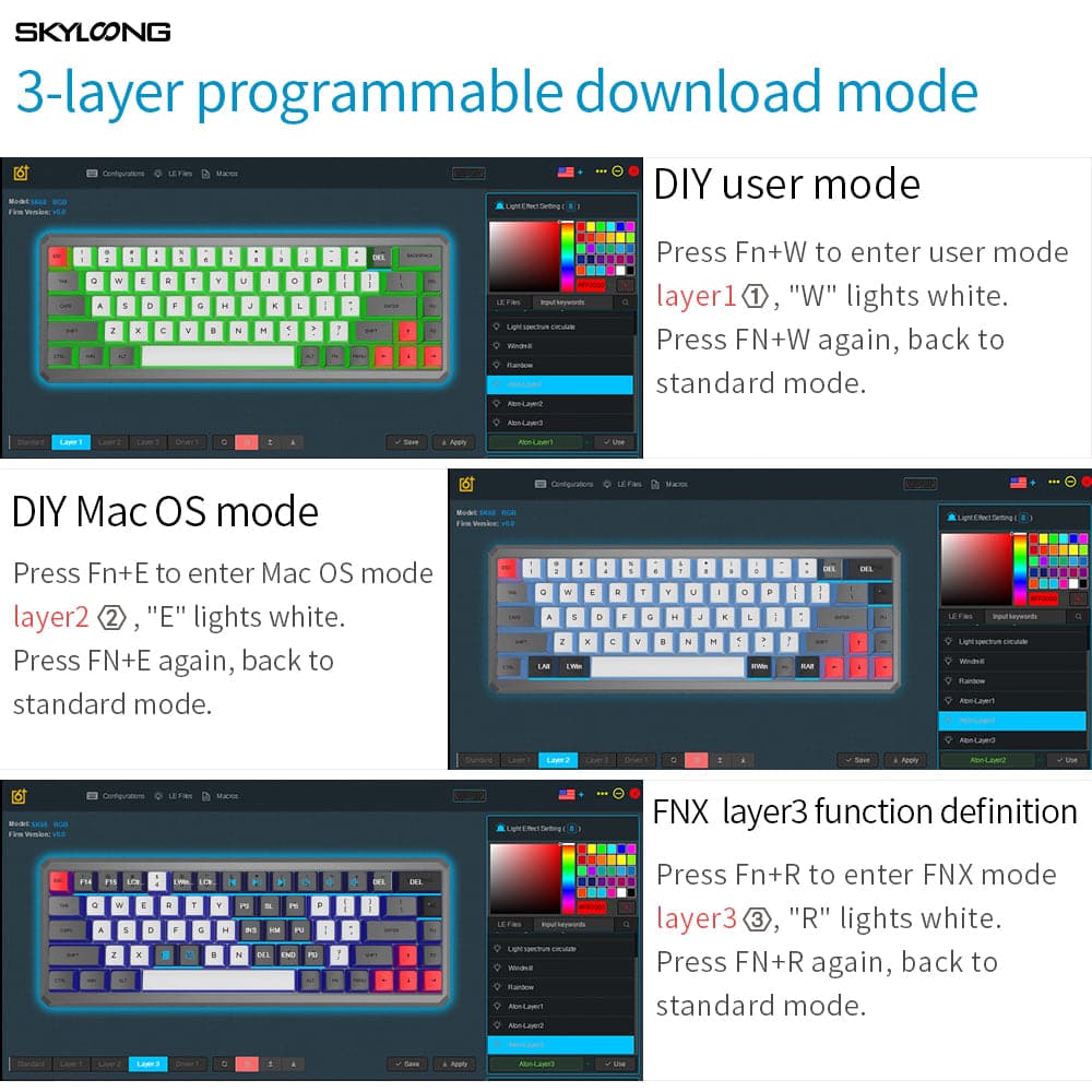 SKYLOONG GK68 Dye-Sub Classic Grey